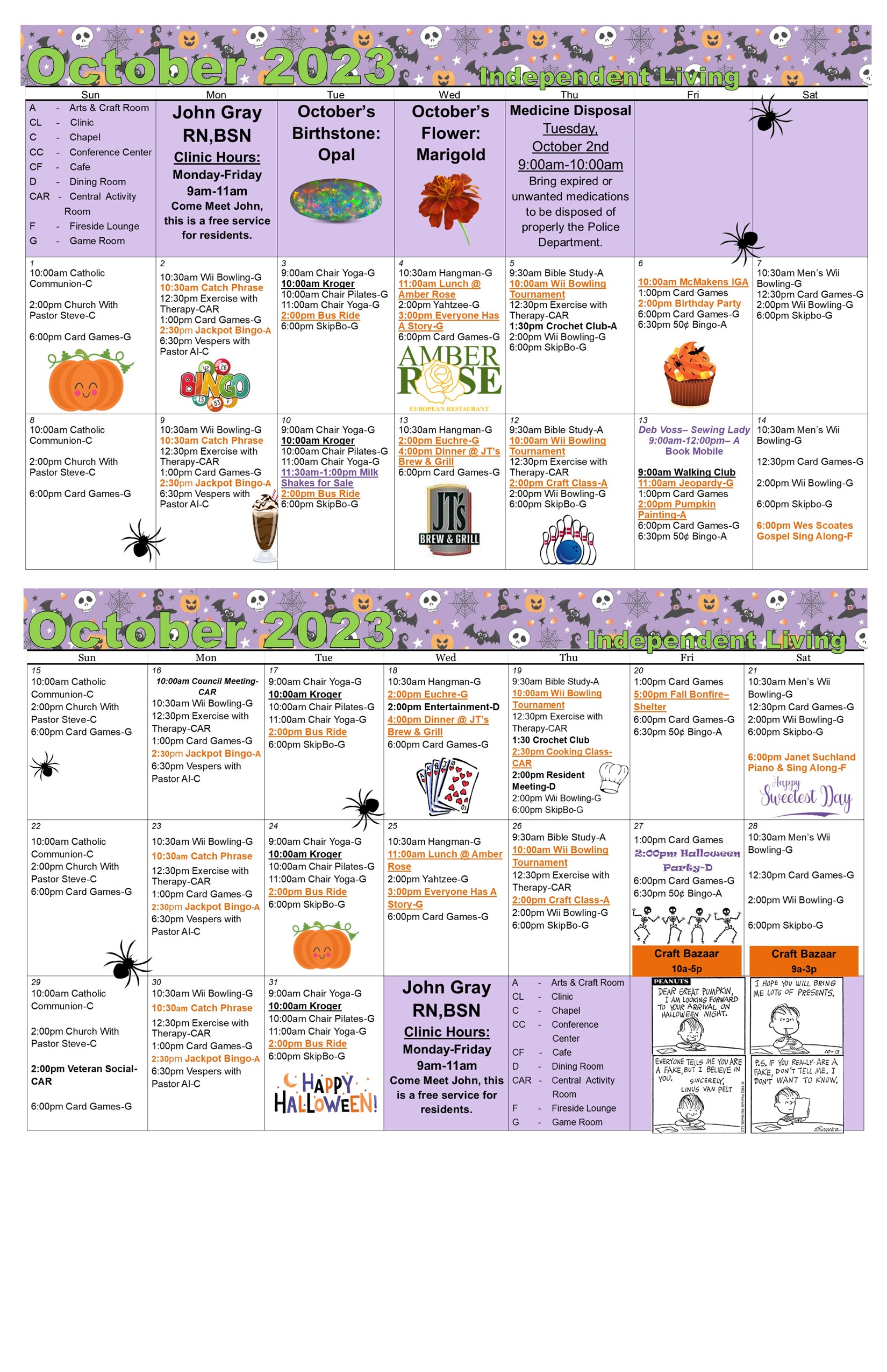 Activity Calendars - Brookhaven Retirement Community