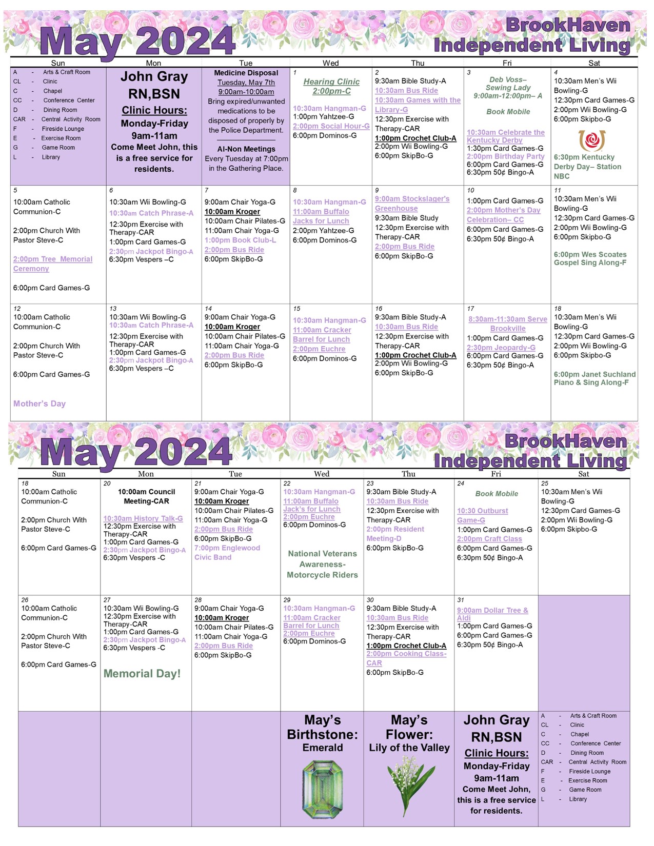 Activity Calendars - Brookhaven Retirement Community